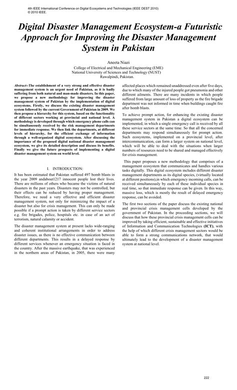 Pdf Digital Disaster Management Ecosystem A Futuristic Approach For Improving The Disaster