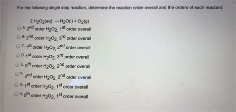 Solved For The Following Single Step Reaction Determine The Chegg