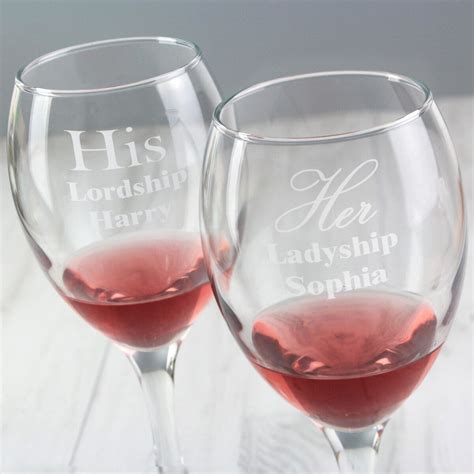Personalised His And Her Wine Glass Set Foryouie