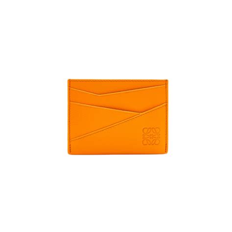 로에베 퍼즐 플레인 카드 홀더 인 클래식 카프스킨 브라이트 만다린 Loewe Kream