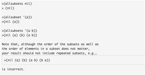 Solved Write The Lisp Function Allsubsets L Examples That Chegg Com