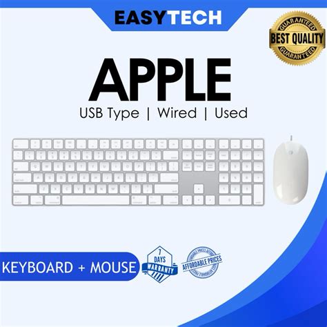 easytech used ap ple a1243 keyboard aluminium a1152 mouse usb wired