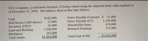 Solved Xyz Company A Cash Basis Taxpayer Is Being Valued