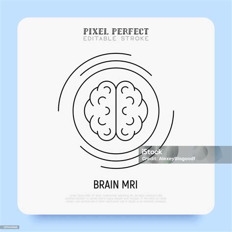 인간의 뇌 Mri 스캔 얇은 선 아이콘 종양학 탐지를 위한 의료 장비 픽셀 완벽 편집 가능한 스트로크 벡터 일러스트레이션설문