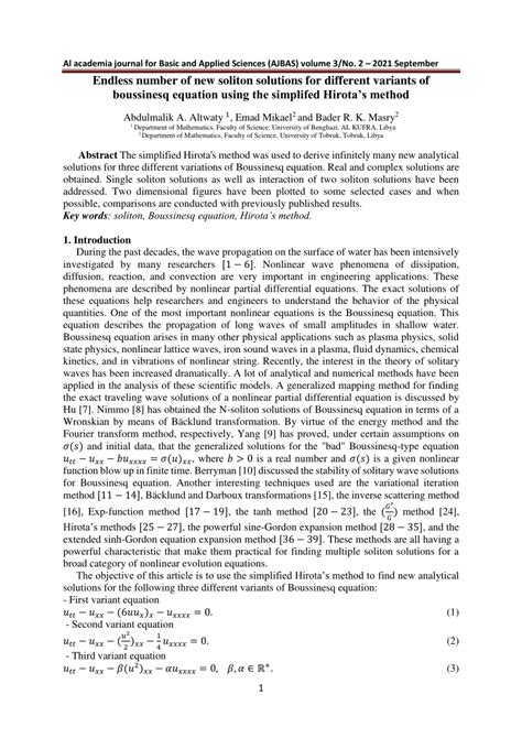 Pdf Endless Number Of New Soliton Solutions For Different Variants Of Boussinesq Equation