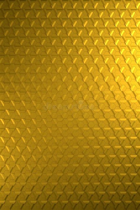 Gold Or Brass Shiny Hexagonal Relief Metal Surface Vertical