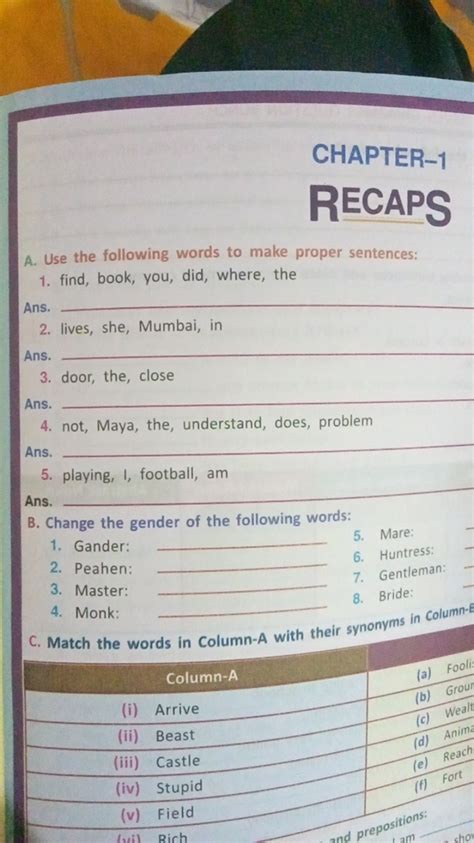 Chapter 1 Recapsa Use The Following Words To Make Proper Sentences 1
