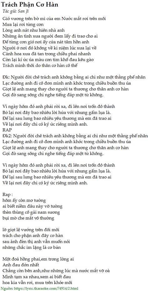 Loi Bai Hat Trach Phan Co Han San Ji Co Nhac Nghe
