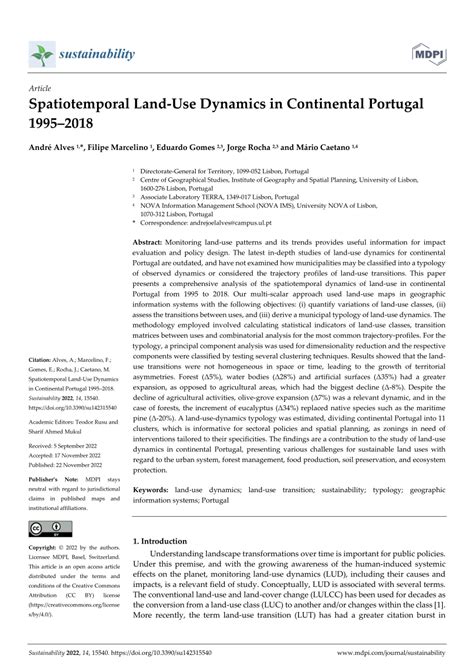 Pdf Spatiotemporal Land Use Dynamics In Continental Portugal 1995 2018
