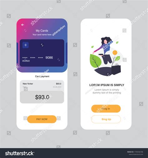 Shopping App Flat Design Template Mobile Stock Vector Royalty Free 1749446708 Shutterstock