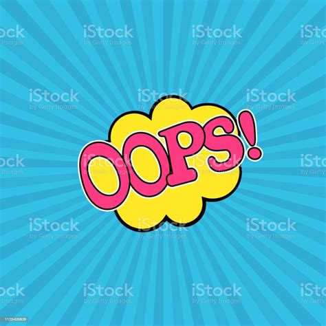 연설 거품 웁 스 에 파란 광선 만화 배경 컬러 팝 아트 스타일 사운드 효과입니다 하프톤 벡터 일러스트 레이 션 배너입니다 벡터