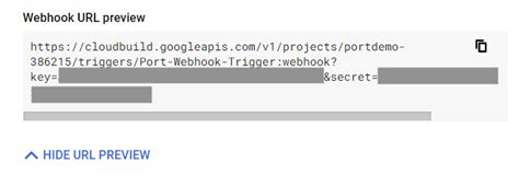 triggering cloud build using webhooks port