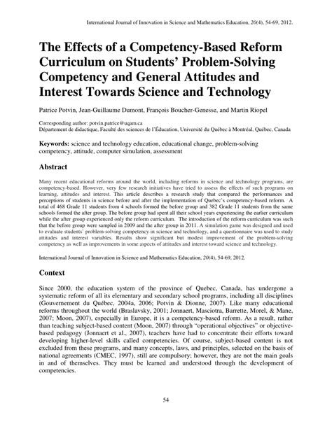 Pdf The Effects Of A Competency Based Reform On The Development Of