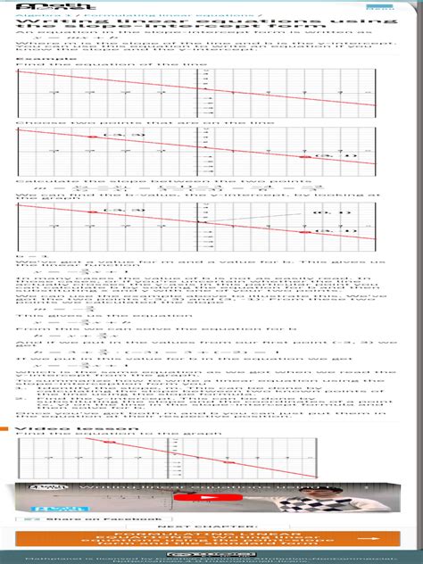 Writing Linear Equations Using The Slope Intercept Form Algebra 1