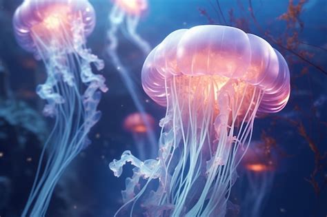 Premium Photo A Mesmerizing Jellyfish Bloom With Translucent Bod 00158 03