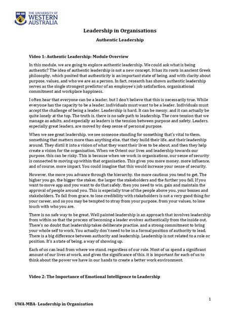 Uwa Mba Lo M37 Transcript Pdf Leadership Emotional Intelligence