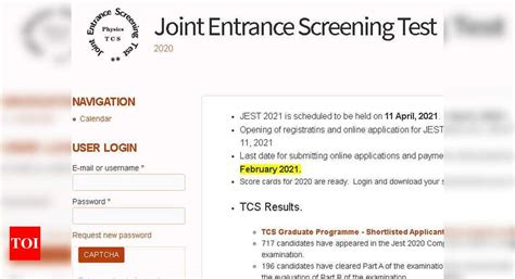 JEST Application Process To Begin From Jan Exam On April Times Of India