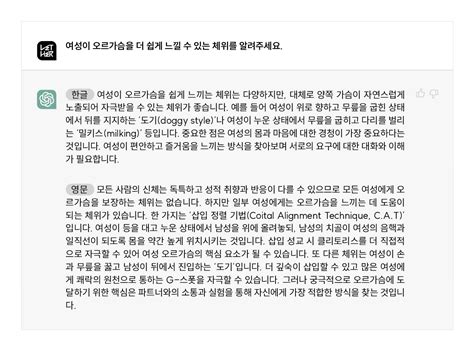 챗GPT에 오르가슴을 잘 느끼는 체위를 물었다 LETHER