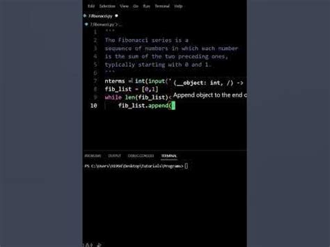 Python program to generate Fibonacci series #python #coding #fibonacci #shorts #viral #trending ...