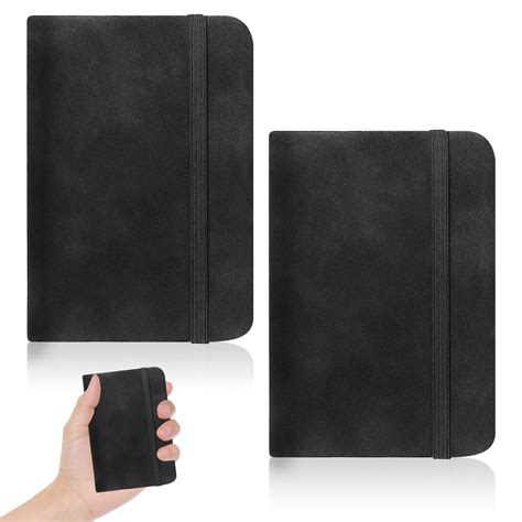 2 Pack A7 Notebook Small Pocket Leather A7 Notepad With Elastic Band