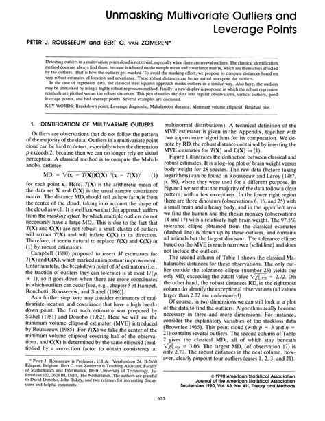 Pdf Unmasking Multivariate Outliers And Leverage Points