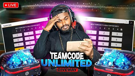 Team Code Unlimited Diamonds Giveaway Teamcode Giveaway Freefireliveod Jeet 0007 Youtube