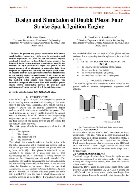 Pdf Design And Simulation Of Double Piston Four Stroke Spark Ignition Engine Fiaz Ahmed