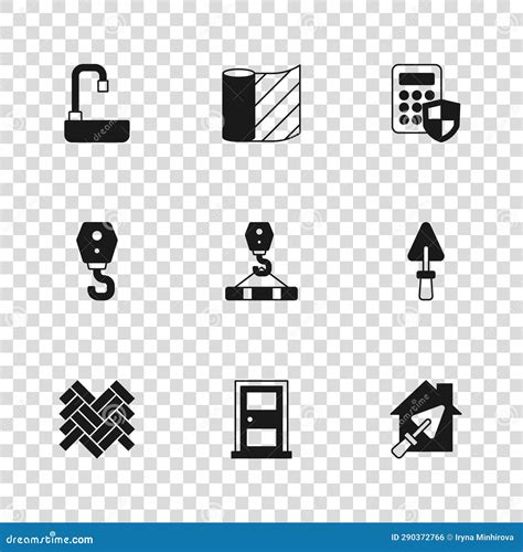 Set Closed Door Trowel House With Trowel Crane Hook Security Keypad Access Panel Washbasin