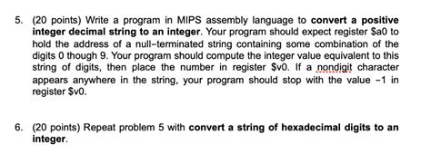 Solved 5 20 Points Write A Program In Mips Assembly