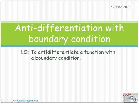 Anti Differentiation With Boundary Condition Teaching Resources