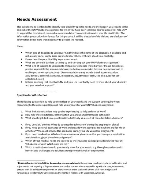 Needs Assessment Questionnaire Doc Template Pdffiller