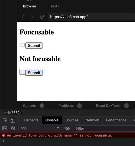 Checkbox An Invalid Form Control With Name Is Not Focusable