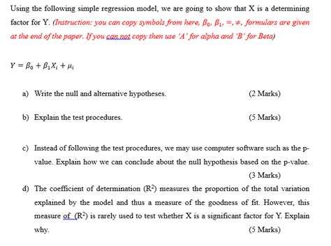Solved Using The Following Simple Regression Model We Are Chegg