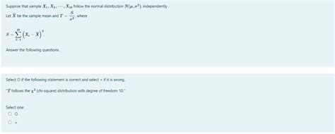 solved suppose that sample x1 x2 ⋯ x10 follow the normal