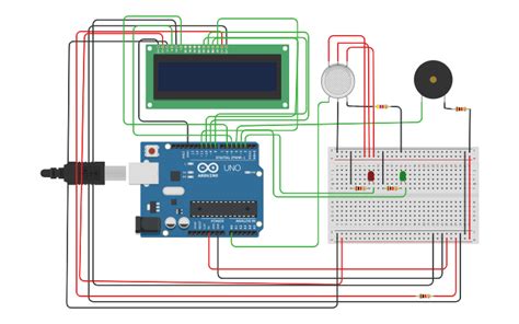Circuit Design Gas Detecting Alarm System Tinkercad