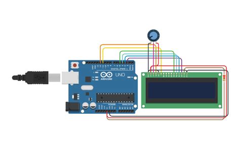 Circuit Design Arduino Lcd 16x2 Tinkercad