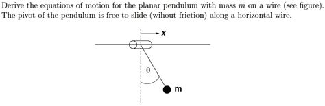 Solved Derive The Equations Of Motion For The Planar Pendulum With Mass M On A Wire See Figure