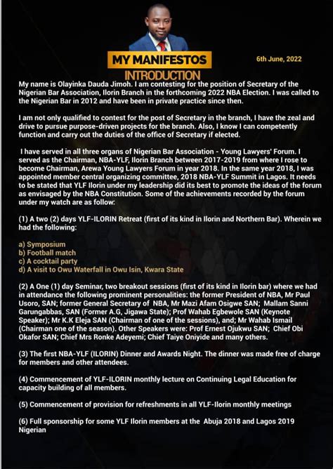 Olayinka Dauda Jimoh Gen Secretary Nigerian Bar Association Ilorin Branch