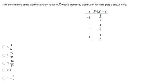 Solved Find The Variance Of The Discrete Random Variable X Chegg Com