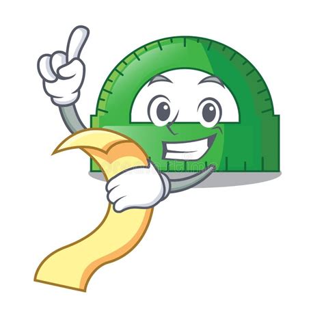 With Menu Protractor On A The Mascot Table Stock Vector Illustration Of Funny Drafter 137476408