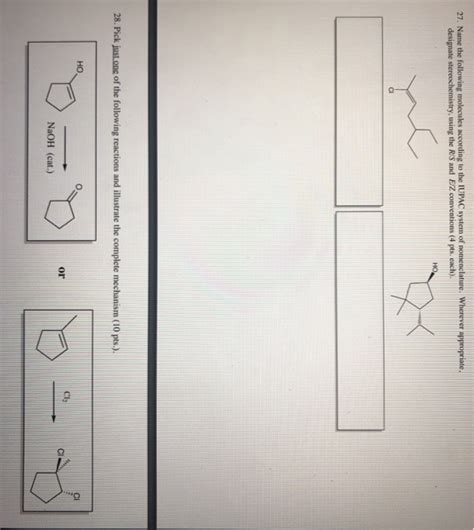 Solved 27 Name The Following Molecules According To The
