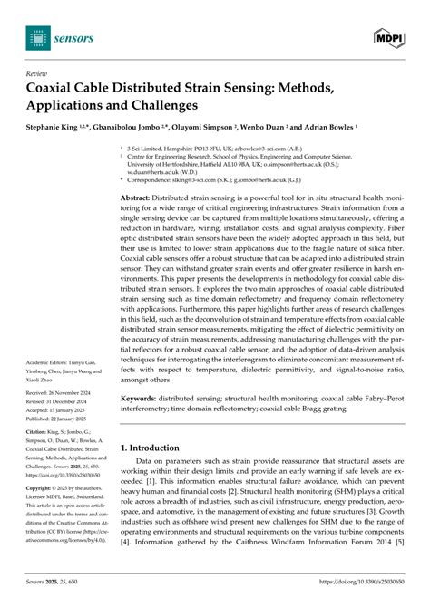 Pdf Coaxial Cable Distributed Strain Sensing Methods Applications And Challenges