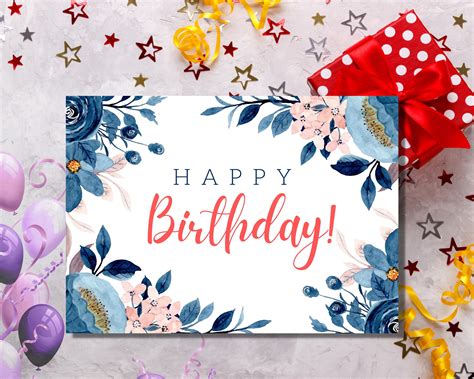 Printable Editable Happy Birthday Card Instant Digital Download