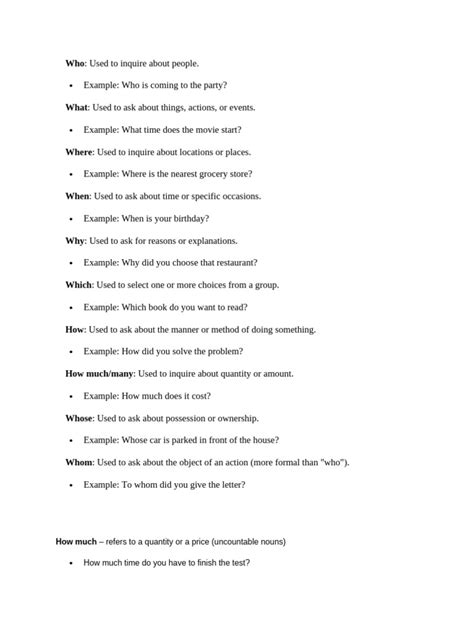 Interrogative Words Pdf