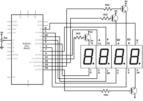 2 Digit 7 Segment Display Counter Circuit Using Arduino Circuit Diagram