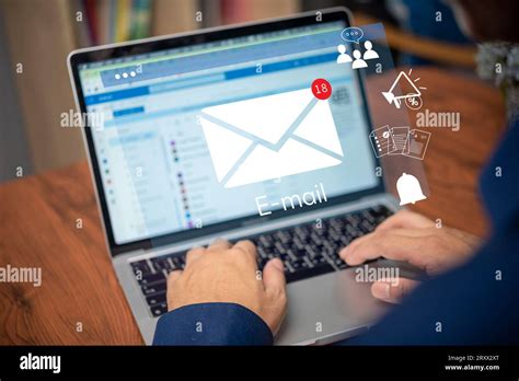 Man Using Computer Laptop Icon Email Message Marketing Promote