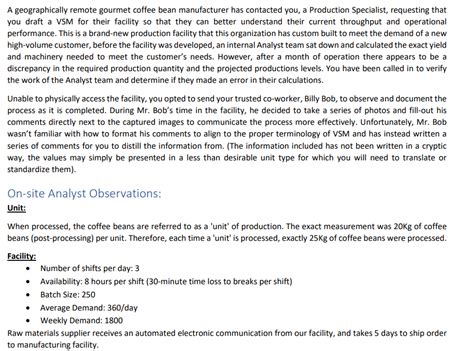 Solved Develop Value Stream Map To Measure Process Chegg Com