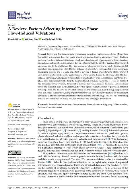 Pdf A Review Factors Affecting Internal Two Phase Flow Induced Vibrations