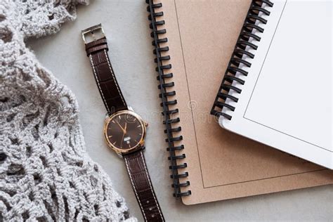Selective Focus Table Businessman Hand Write Notebook Mobile Phone