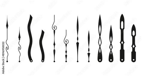 Clock Pointer Arrows Black Silhouette Chronometer Elements Clock Arms